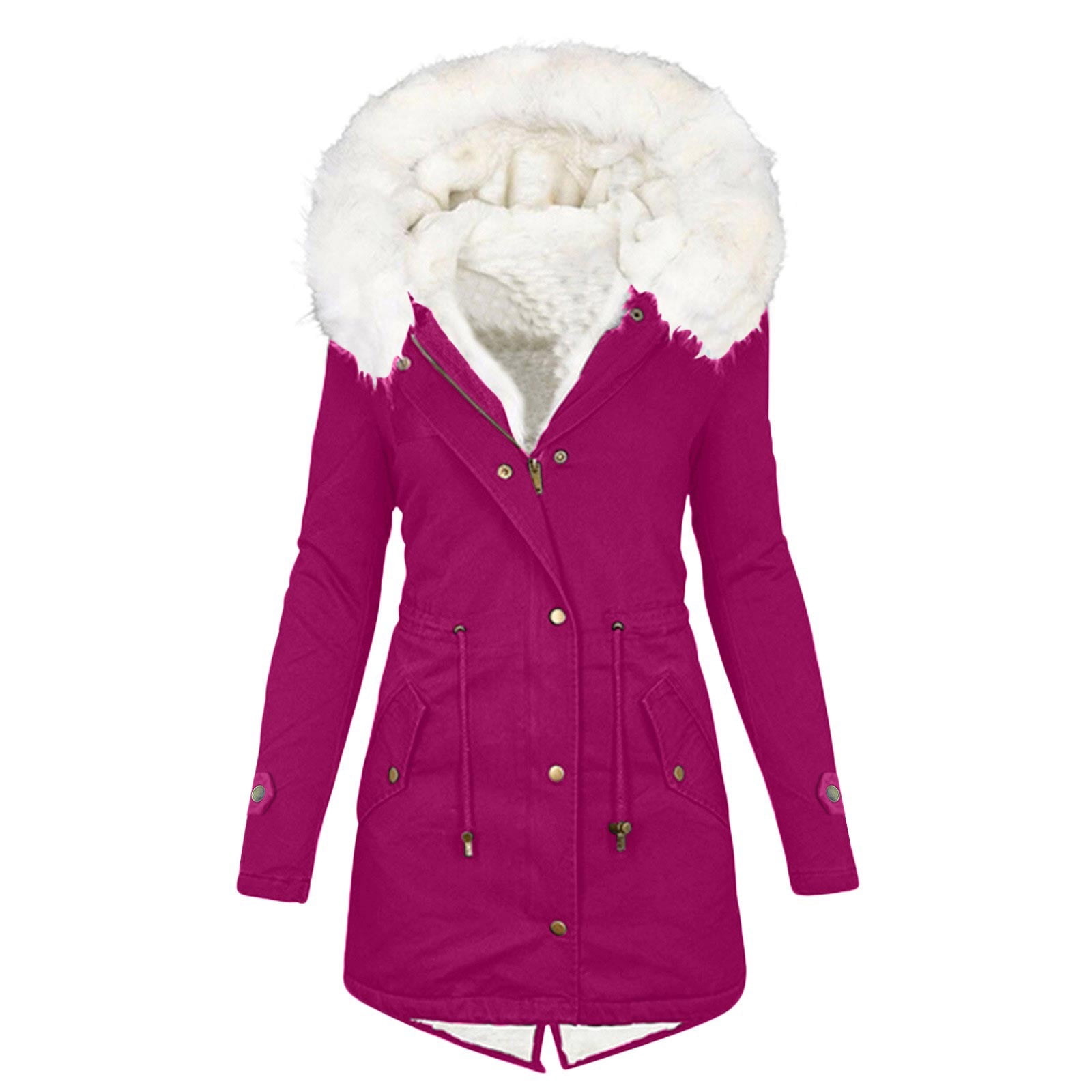 Dezsed Women's Winter Coats Fleece Lined Parka Jacket Hooded Long ...