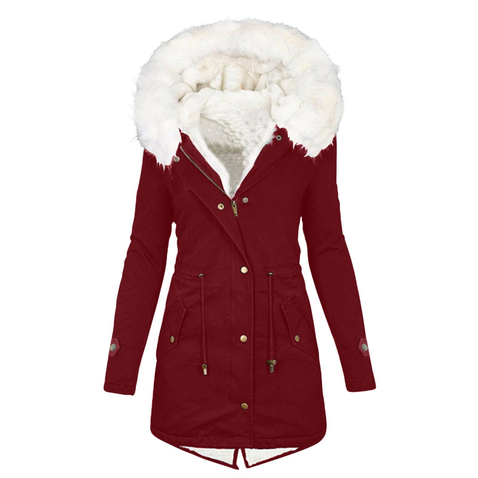 Dezsed Women's Winter Coats Fleece Lined Parka Jacket Hooded Long ...