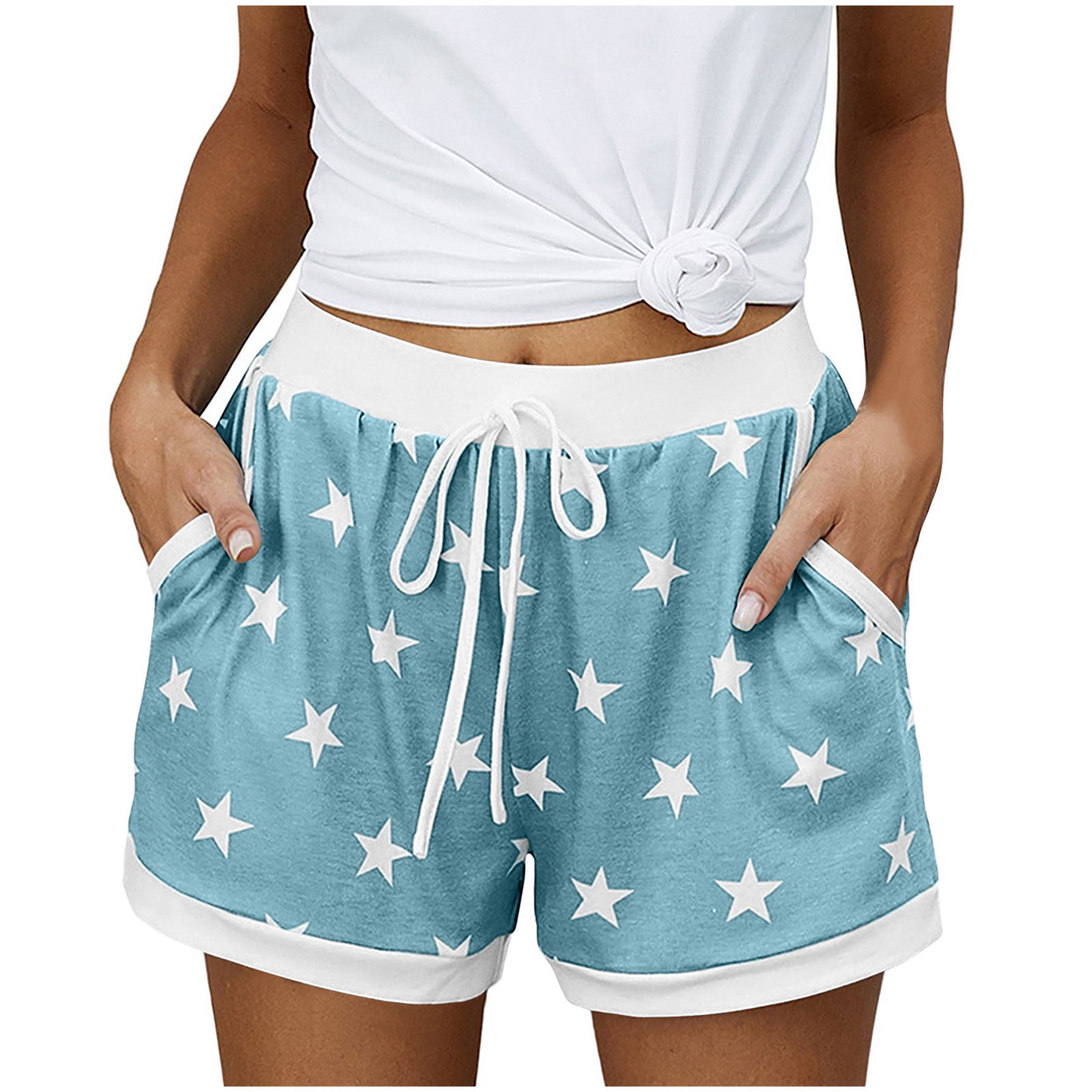 Dezsed Womens Summer Shorts Casual Sweat Athletic Drawstring Elastic ...