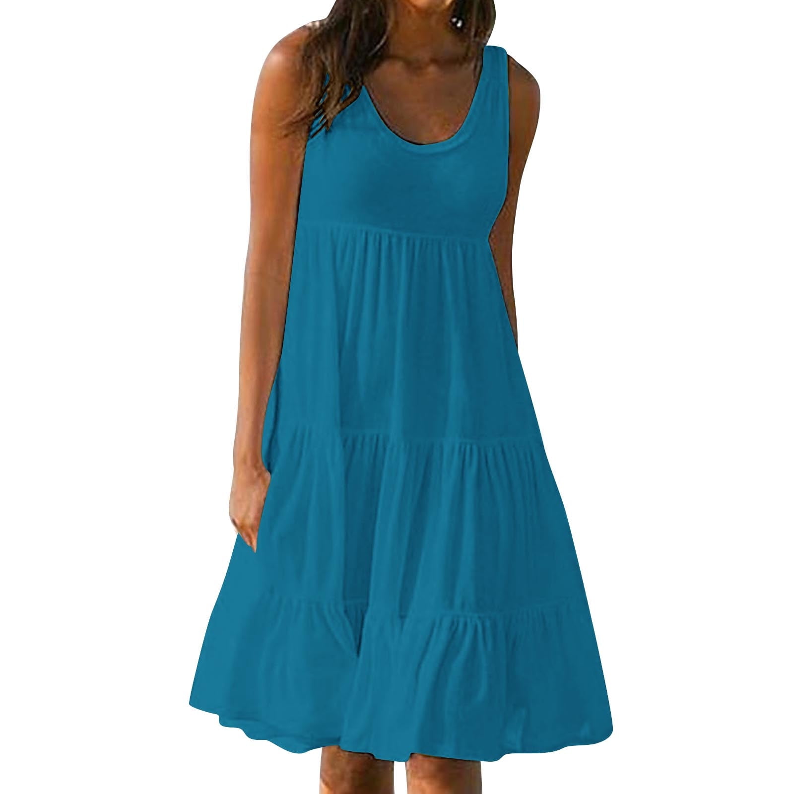 Dezsed Womens Summer Sundress Boho Solid Casual Loose Tank Dresses ...