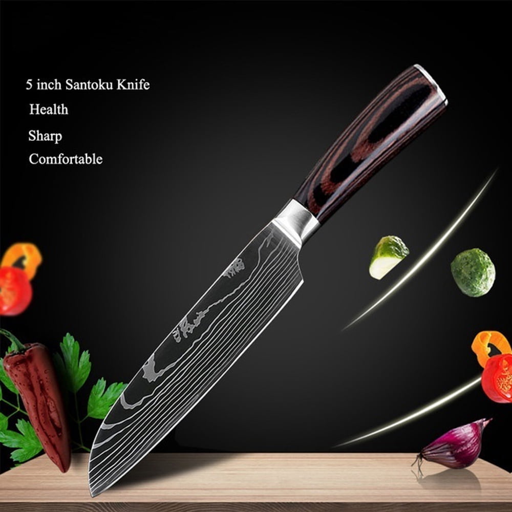 Dfito 5 inch Santoku Knife, Stainless Steel Ultra Sharp Kitchen Chef ...