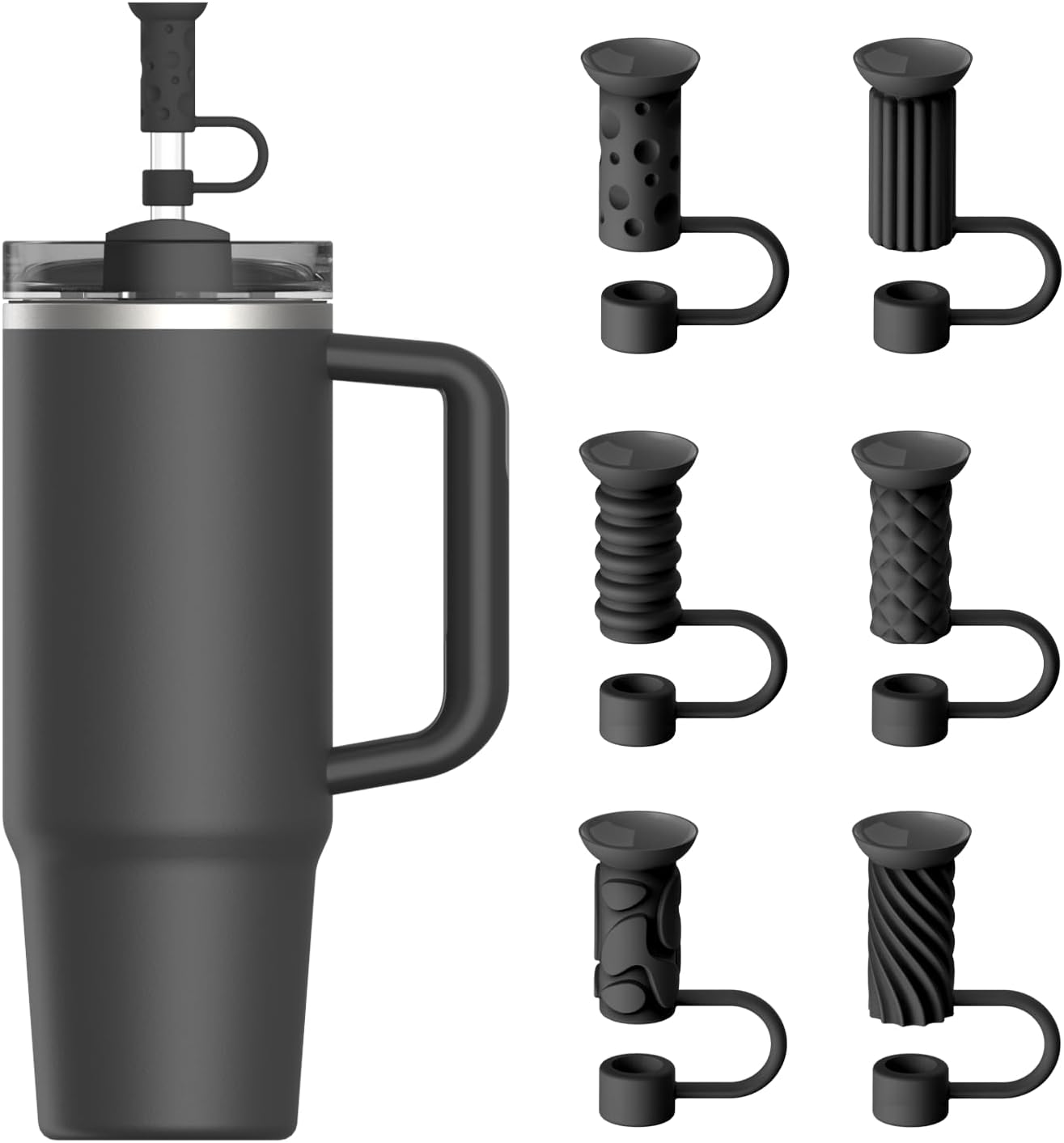 Dford Silicone Straw Covers Cap, 6 Pcs Reusable 0.39in/10mm Suction Cup ...