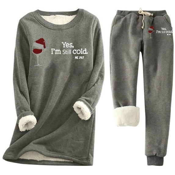 Dgankt 2 Piece Sets for Women Print T-Shirt Long Sleeves Blouse Round ...