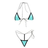 Dgankt Bikini Sets for Women Sheer Mesh Halter Triangle Self Tie Two ...