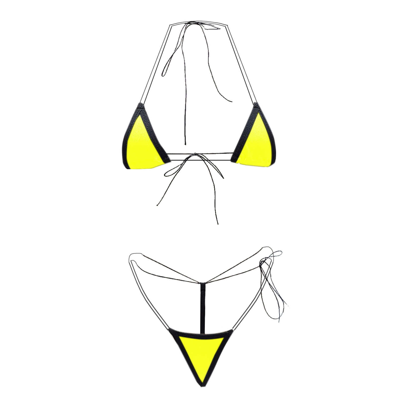 Dgankt Bikini Sets for Women Sheer Mesh Halter Triangle Self Tie Two ...