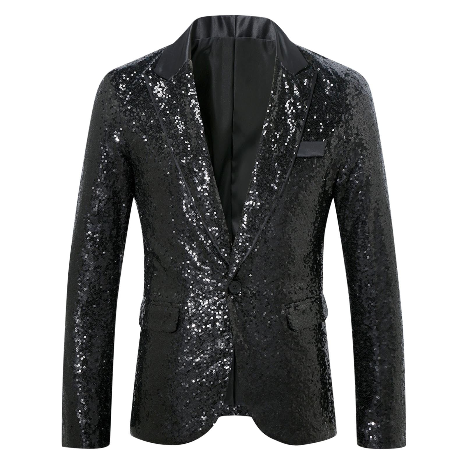Dgankt Jackets for Men Men's Trendy Sequined Suit Jacket with Color ...