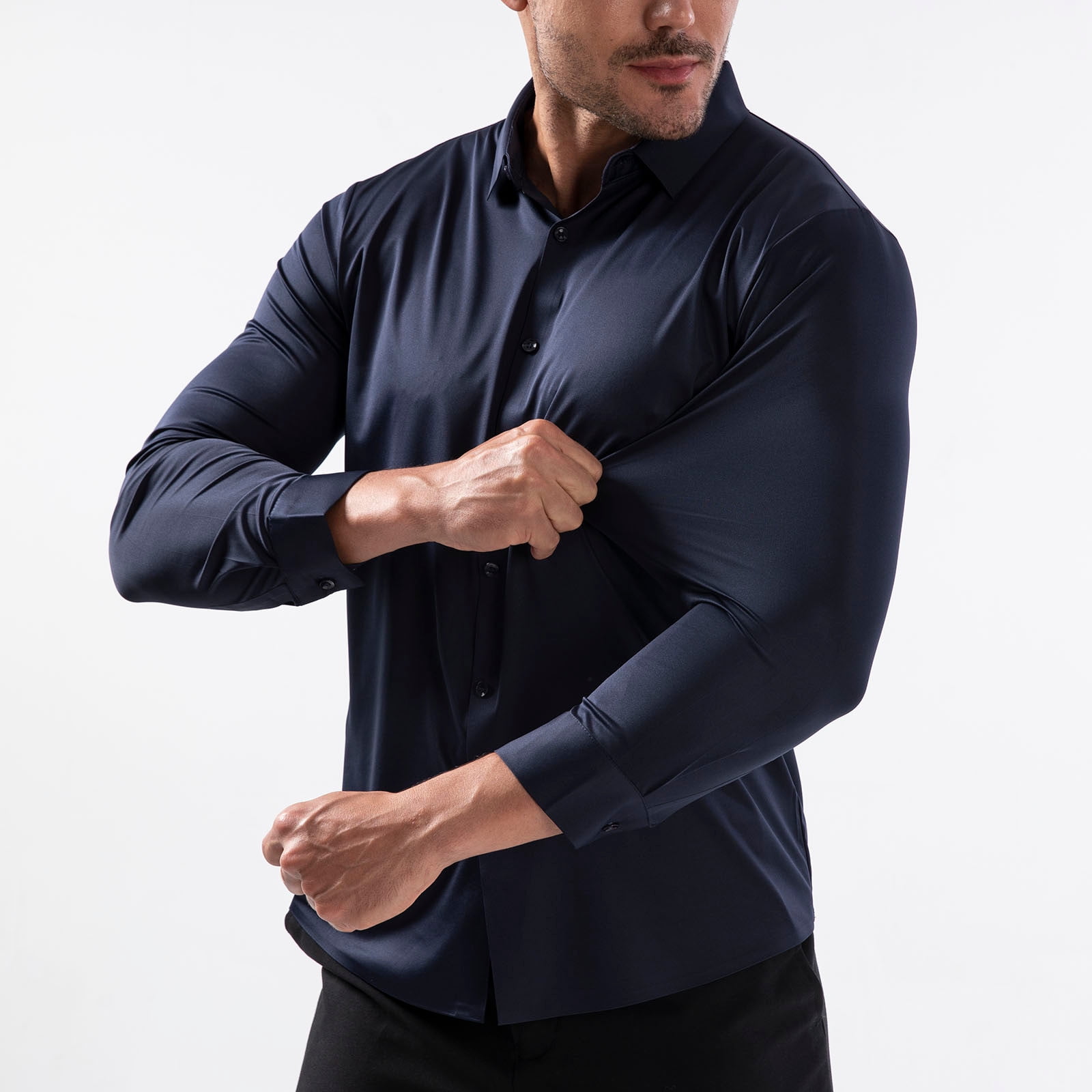 Dgankt Long Sleeve Shirts for Men Casual Fashion Button Solid Long ...