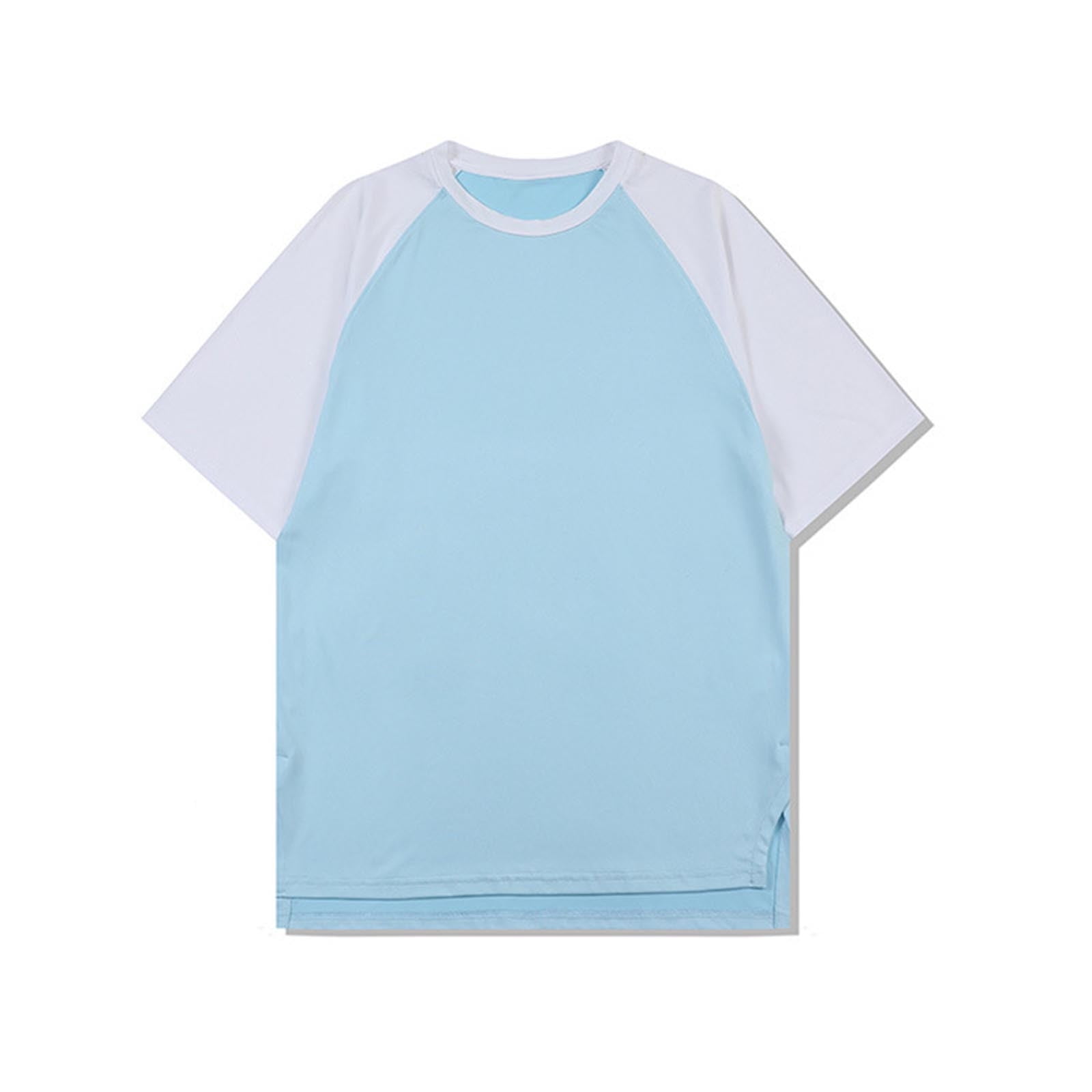 Dgankt Men's Summer T-shirts Quick-Dry Color Block Stretch Casual ...