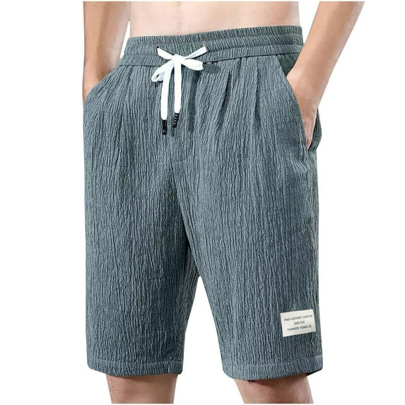 Dgankt Men's and Big Men's Shorts Striped Linen-Blend Elastic Waist ...
