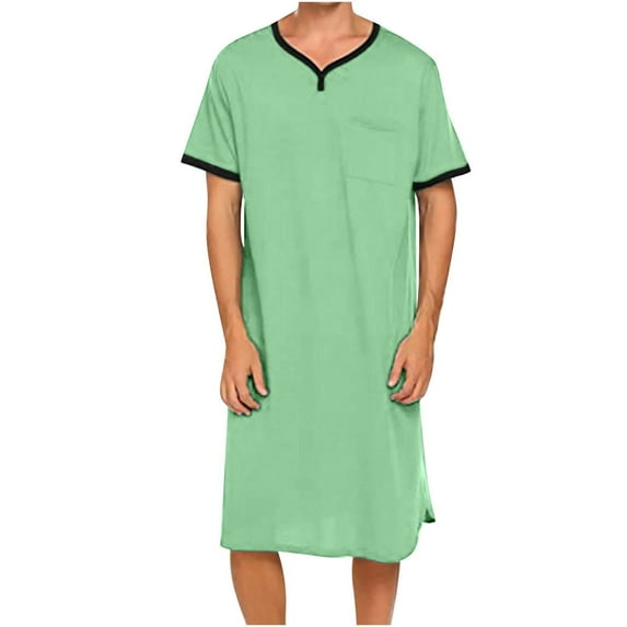 Dgankt Mens Shirts V-Neck Long Sleepwear Soft Loose Fit Loungewear ...