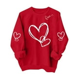 Dgankt Valentine's Day Shirts for Women Round Neck Long Sleeve Shirts ...