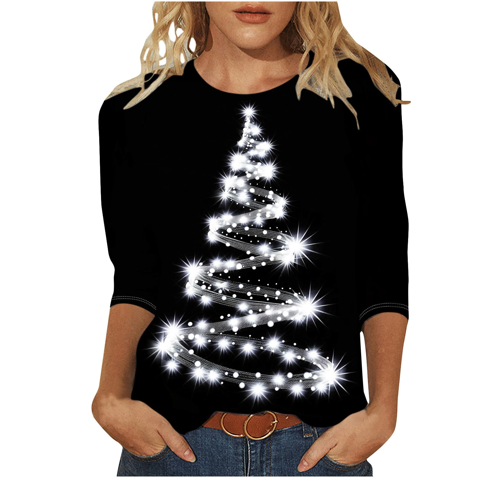 Dgankt Winter Clothing for Women Christmas Fashion Tops Casual Crewneck ...