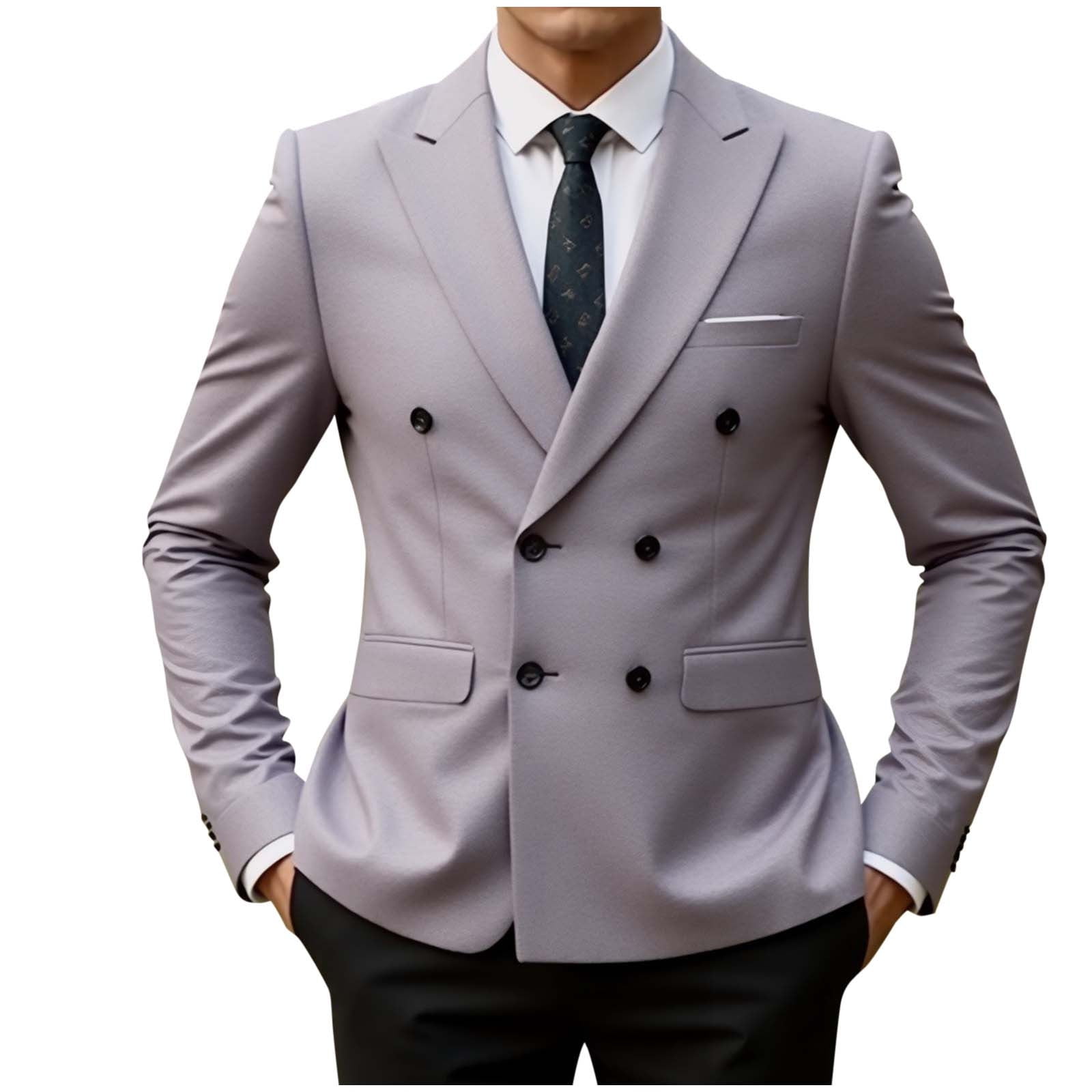 Dgankt Winter Coats for Men Men's Double-Breasted Suit Blazer Slim Fit ...