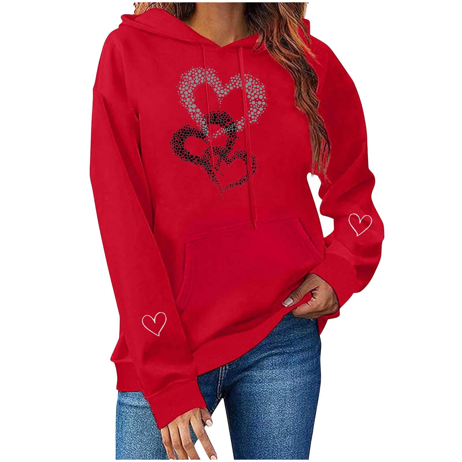 Dgankt Women's Clothing Women's Hoodies Pullover Cute Heart Sweatshirts ...
