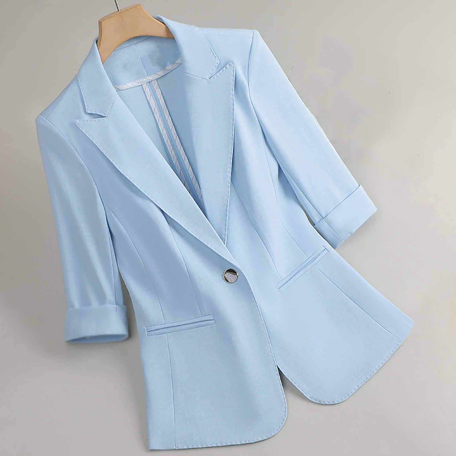 Dgankt Women's Clothing Womens Solid Color Blazers 3/4 Sleeve Lapel ...