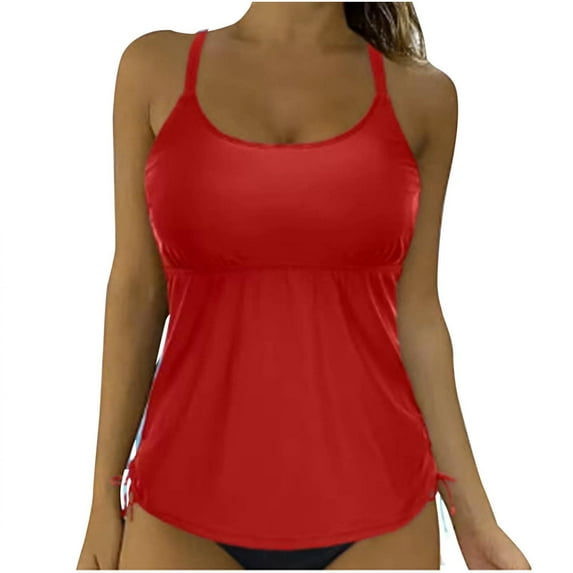 Dgankt Womens One Piece Swimsuits Tank Top Neck Adjustable Side ...