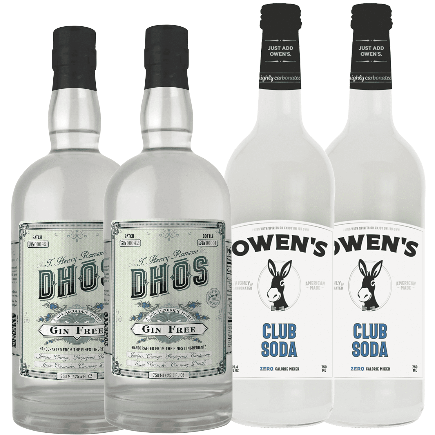 Dhōs Handcrafted Non-Alcoholic Gin 2 Pack w 2 Pack Owen’s Mixers Club ...