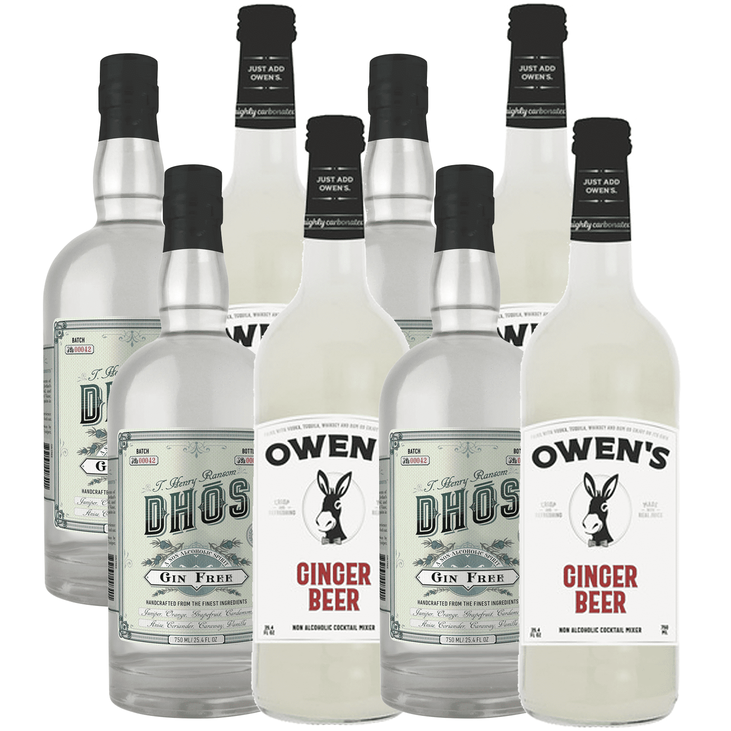 Dhōs Handcrafted Non-Alcoholic Gin 4 Pack w 4 Pack Owen’s Mixers Ginger ...