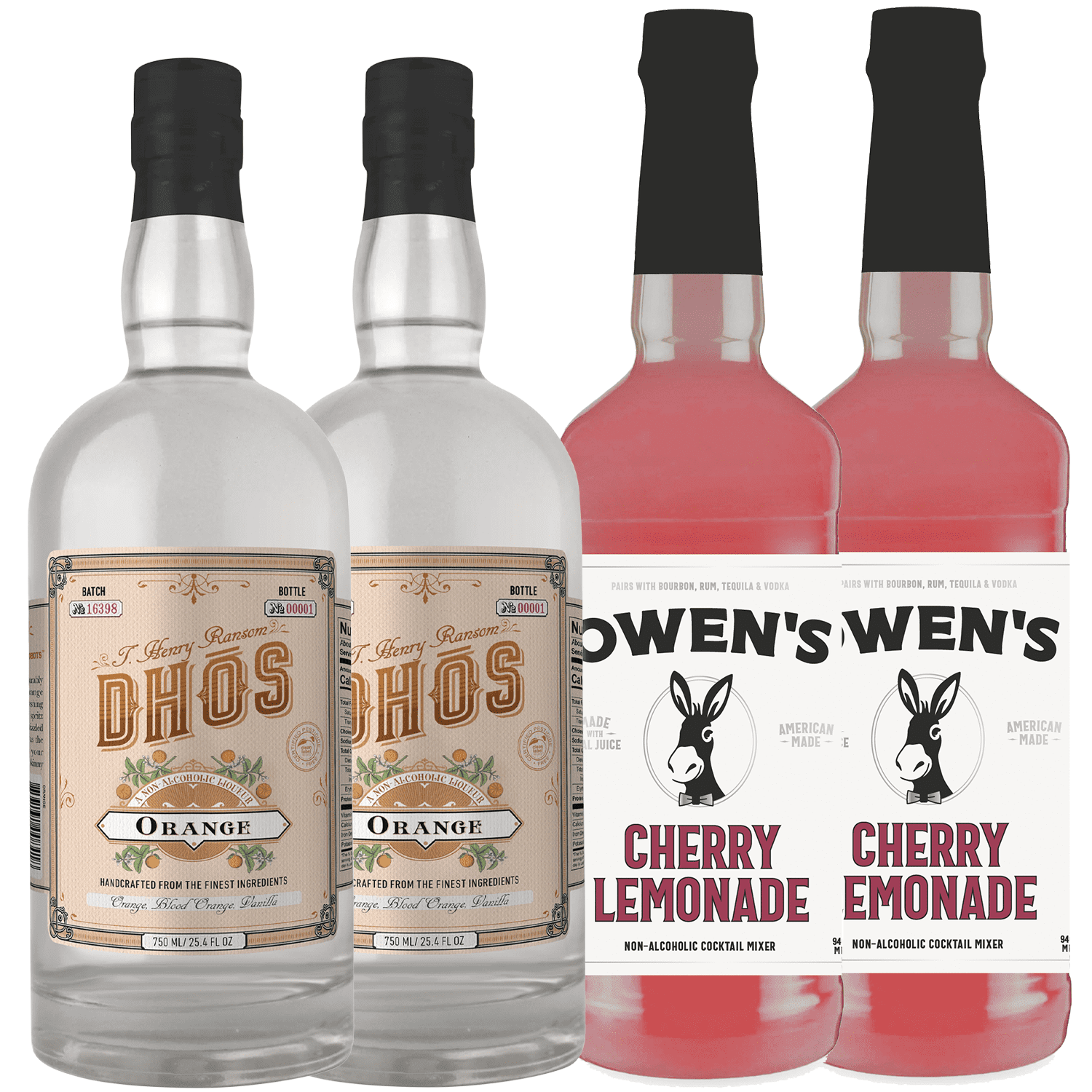 Dhōs Handcrafted Non-Alcoholic Orange 2 Pack w 2 Pack Owen’s Mixers Cherry Lemonade 32 OZ - Keto ...