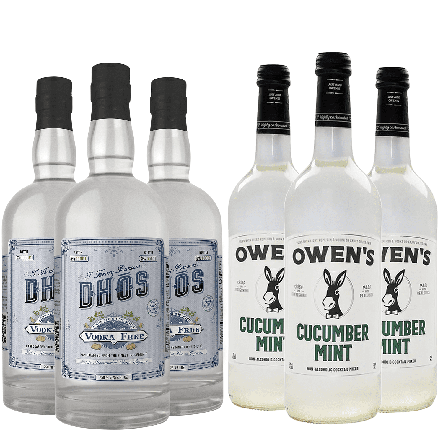 Dhōs Handcrafted Non-Alcoholic Vodka 3 Pack 750 ML Bottle w 3 Pack Owen ...