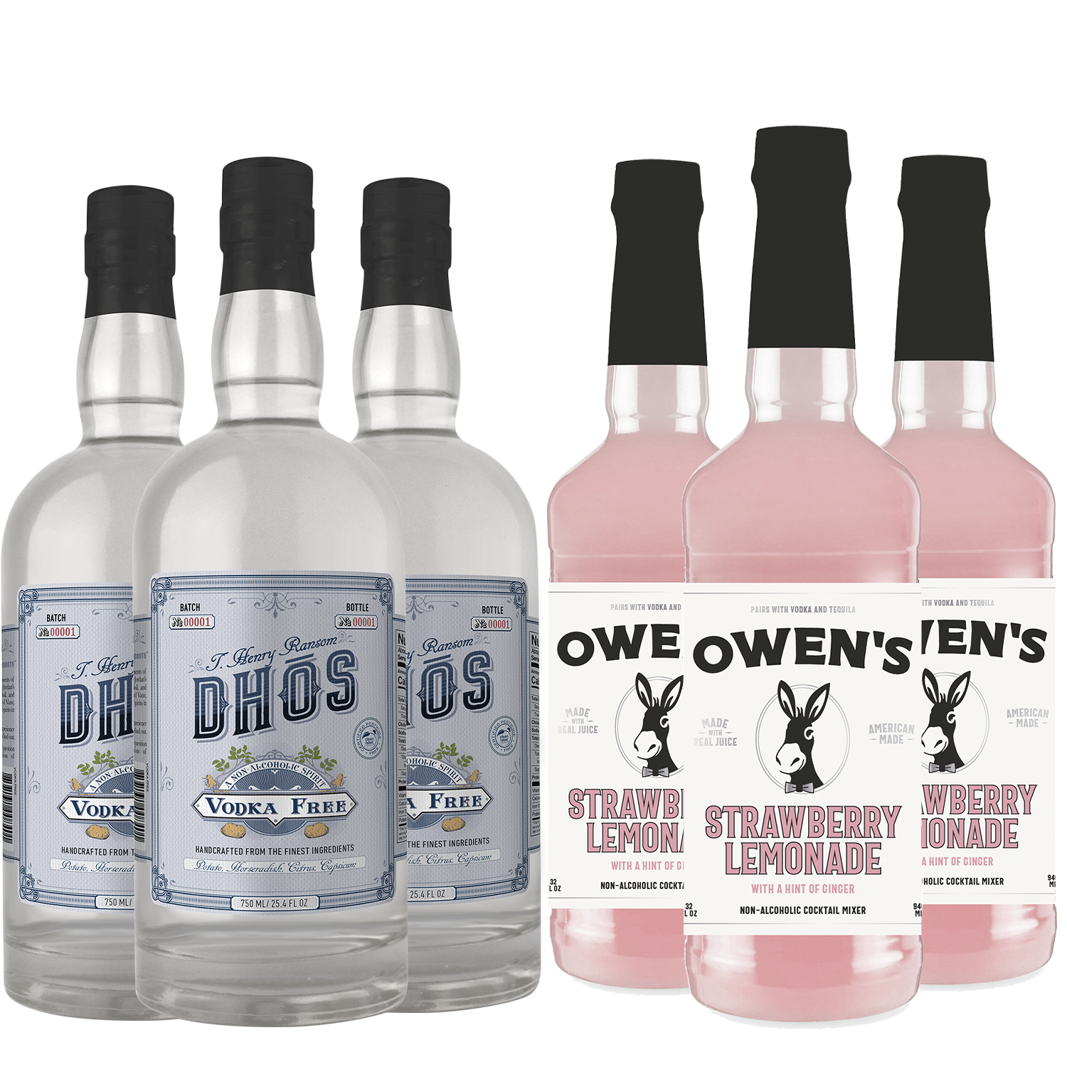 Dhōs Handcrafted Non-Alcoholic Vodka 3 Pack 750 ML Bottle w 3 Pack Owen ...