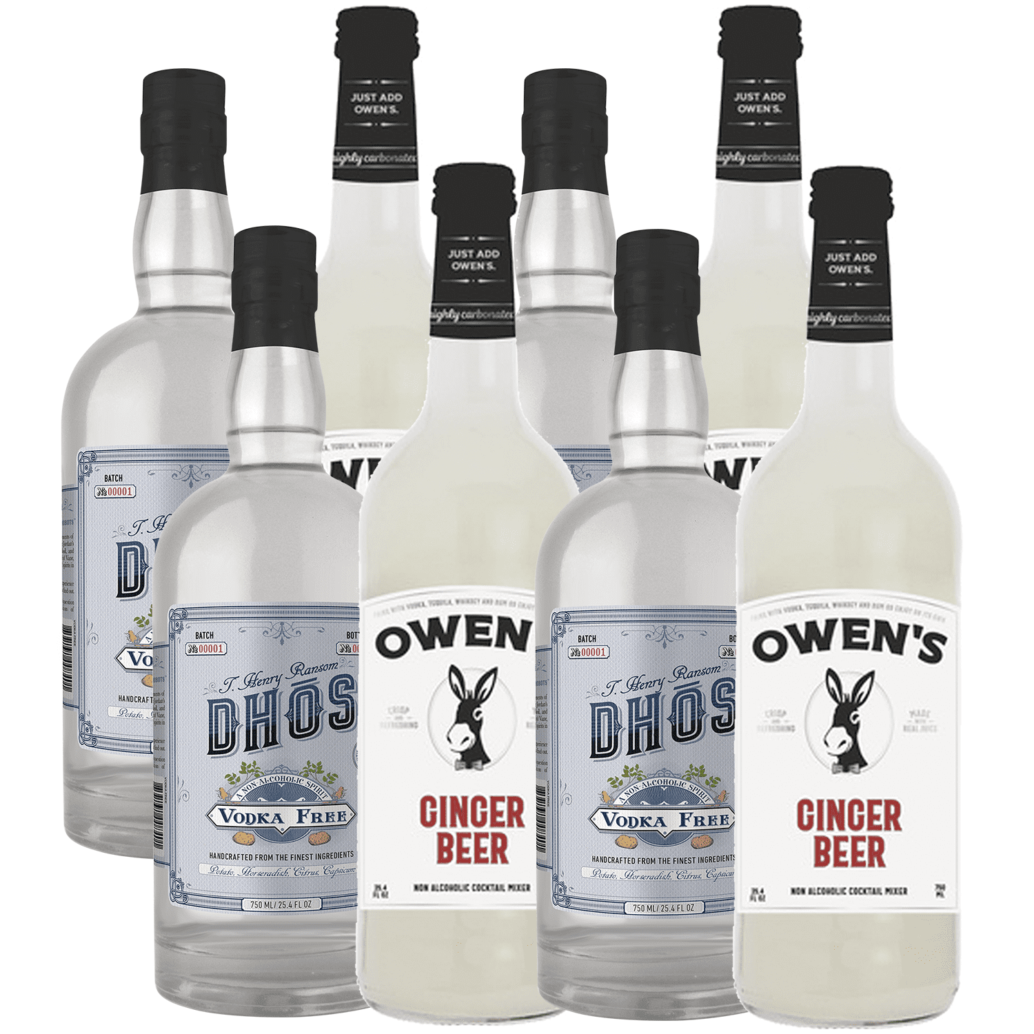 Dhōs Handcrafted Non-Alcoholic Vodka 4 Pack 750 ML Bottle w 4 Pack Owen ...