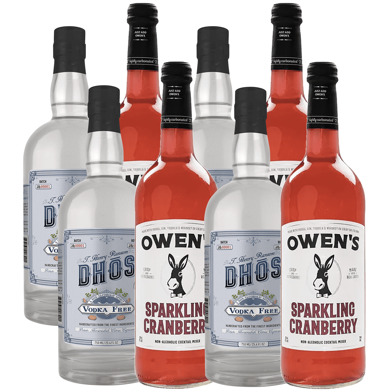 Dhōs Handcrafted Non-Alcoholic Vodka 4 Pack 750 ML Bottle w 4 Pack Owen ...