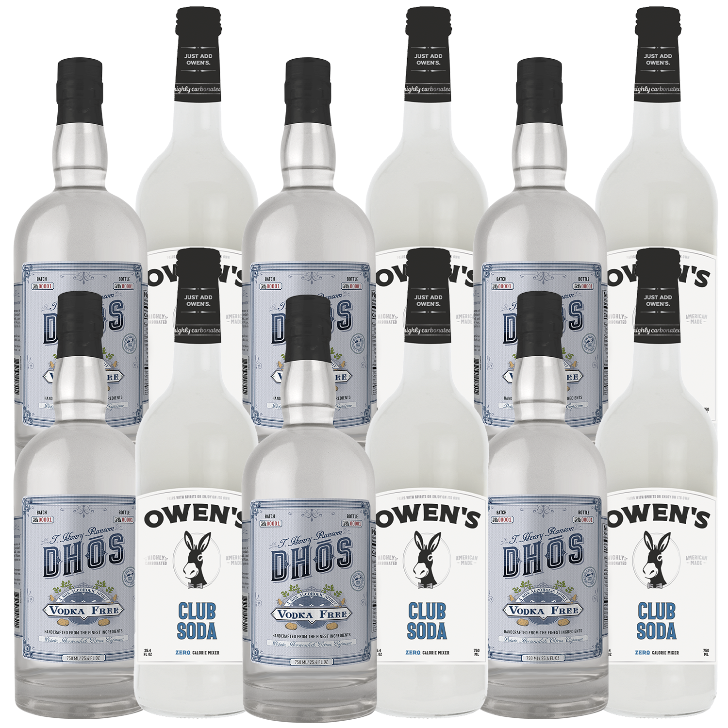 Dhōs Handcrafted Non-Alcoholic Vodka 6 Pack 750 ML Bottle w 6 Pack Owen ...