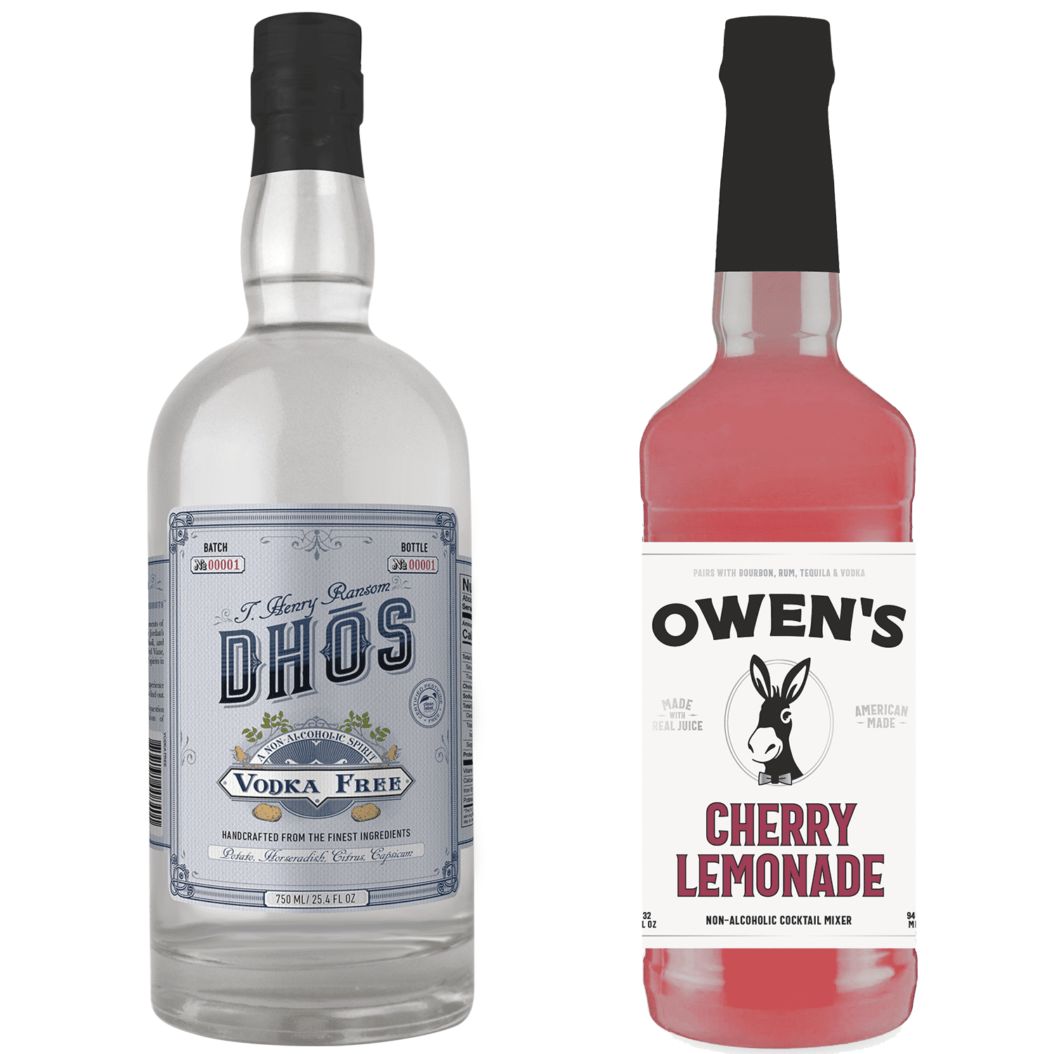 Dhōs Handcrafted Non-Alcoholic Vodka 750 ML Bottle w Owen’s Mixers ...