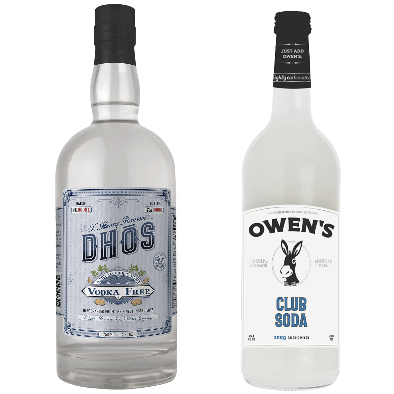 Dhōs Handcrafted Non-Alcoholic Vodka 750 ML Bottle w Owen’s Mixers Club ...