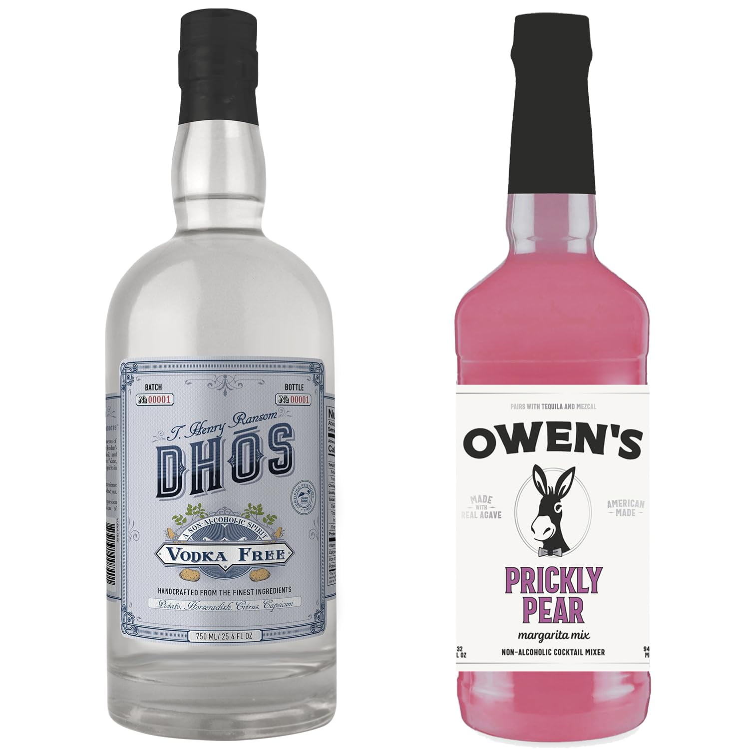 Dhōs Handcrafted Non-Alcoholic Vodka 750 ML Bottle w Owen’s Mixers ...