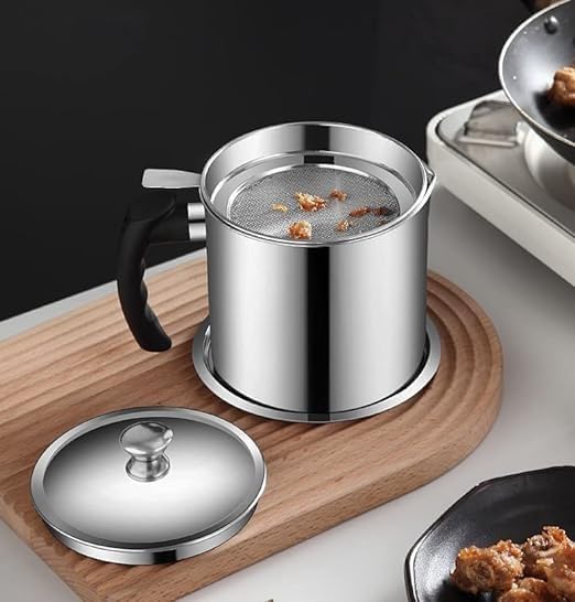 Dhanurdhar Oil Strainer Pot Grease Can Stainless Steel Cooking Grease ...