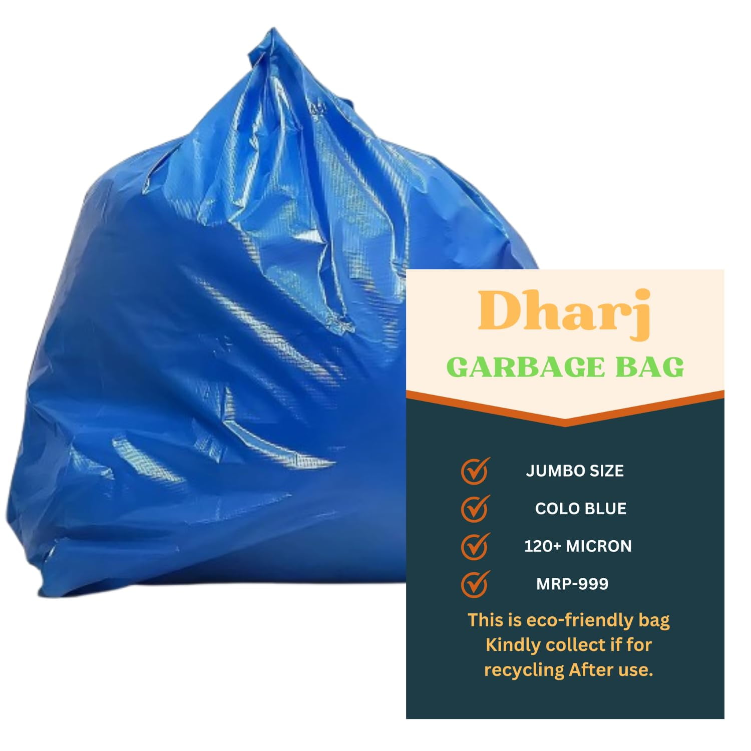 Dharj Hygiene Bio Waste SemiFresh EcoFriendly Blue Garbage Bag Thick ...