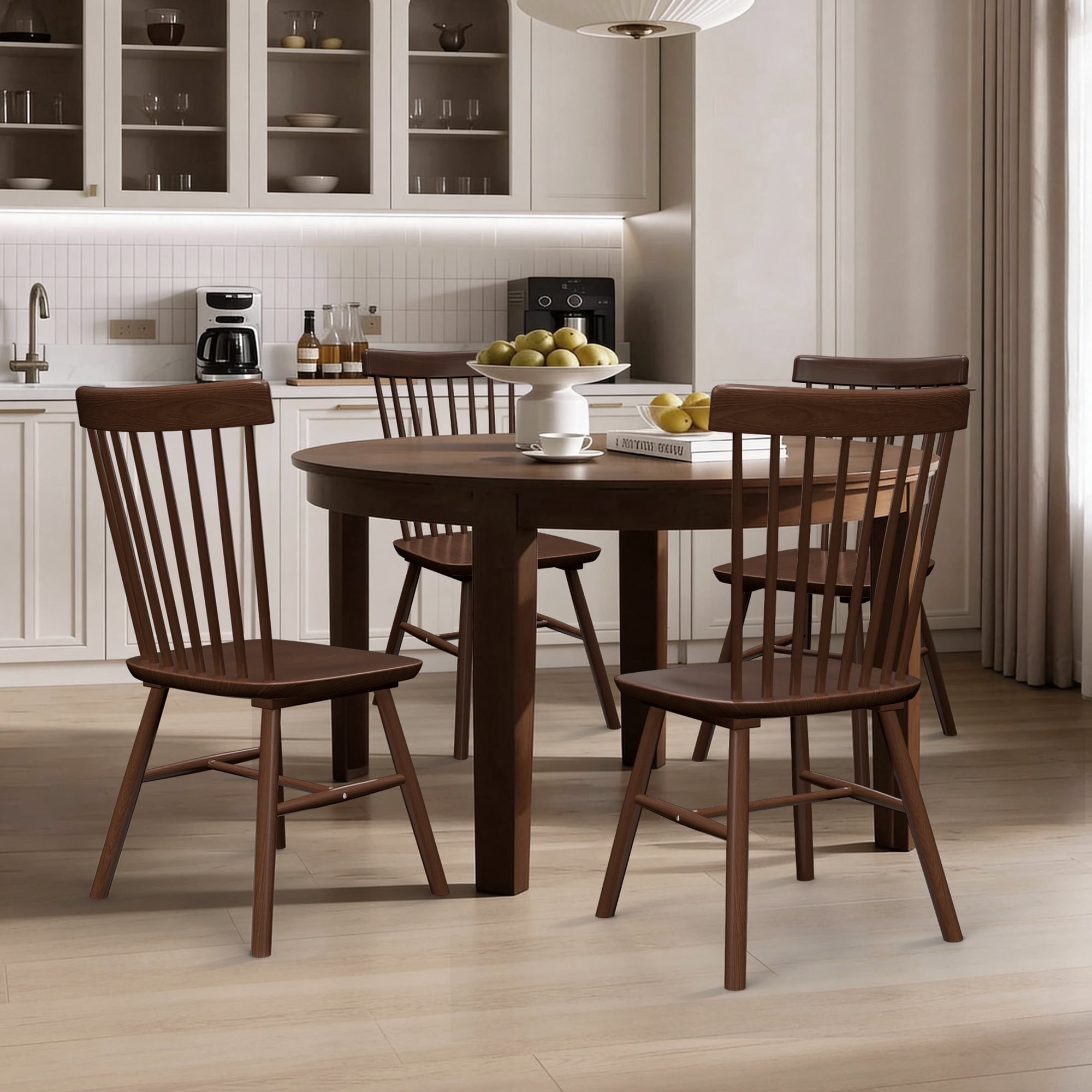 Dhole Windsor Spindle Back Dining Chair Set of 4, Solid Hardwood ...