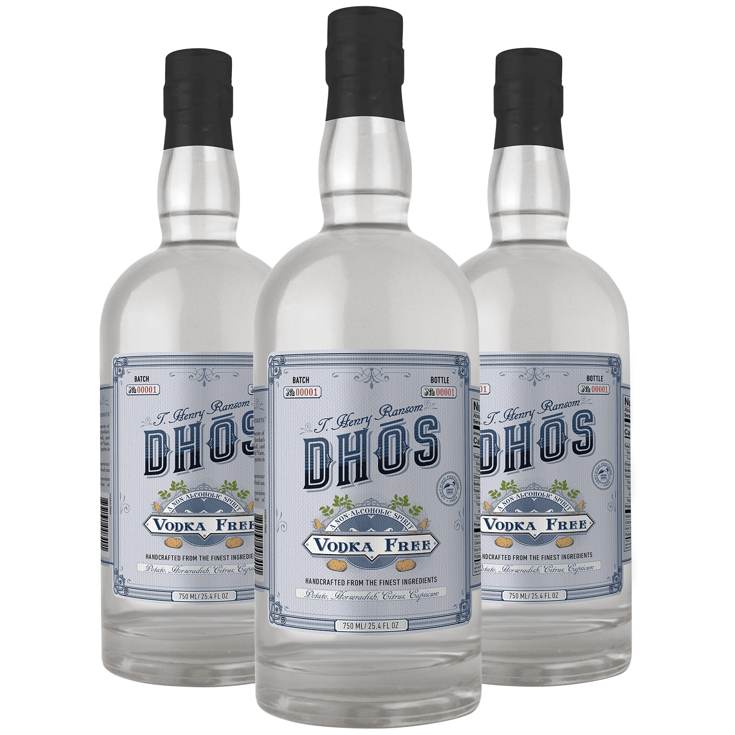 Dhos Handcrafted Non-Alcoholic Vodka 3 Pack - Keto-Friendly, Zero Sugar ...