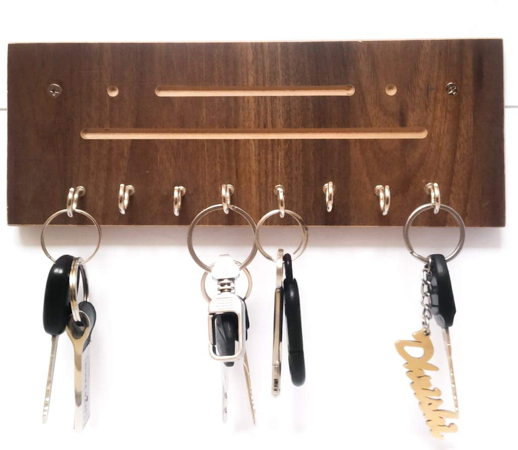Dhrishi Crafts Wood Wall Mounting Key Holder with Eight Hooks Brown ...