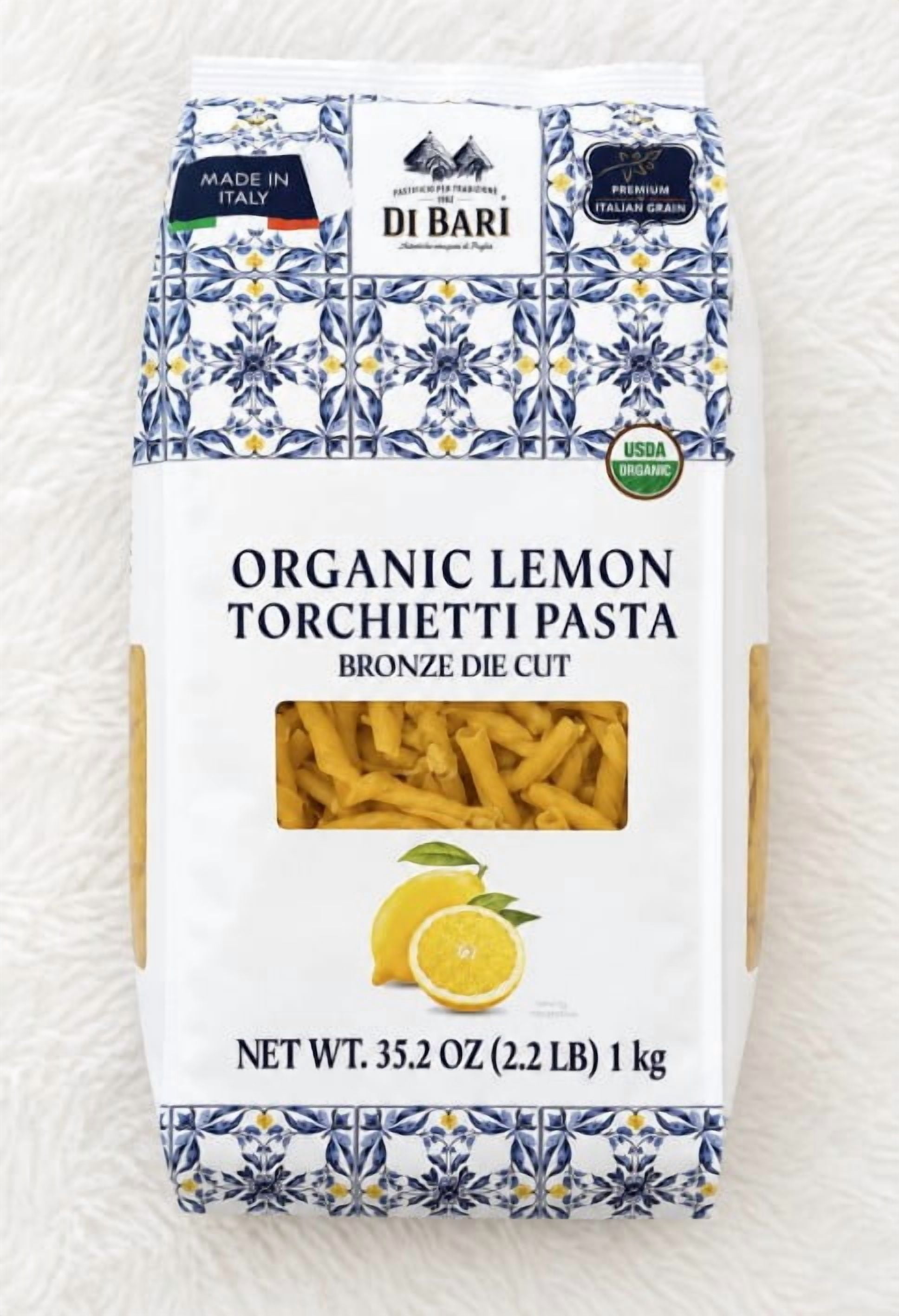Di Bari Organic Lemon Torchietti Pasta 2.2 lb – Bronze Die Cut Italian ...