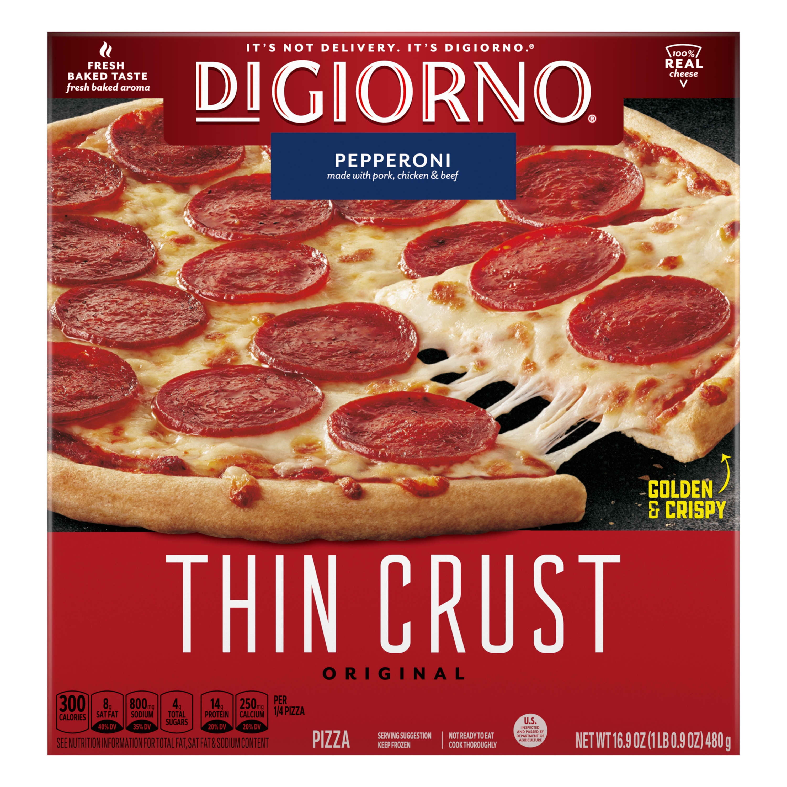 DiGiorno Frozen Pizza, Pepperoni Original Thin Crust Pizza with ...