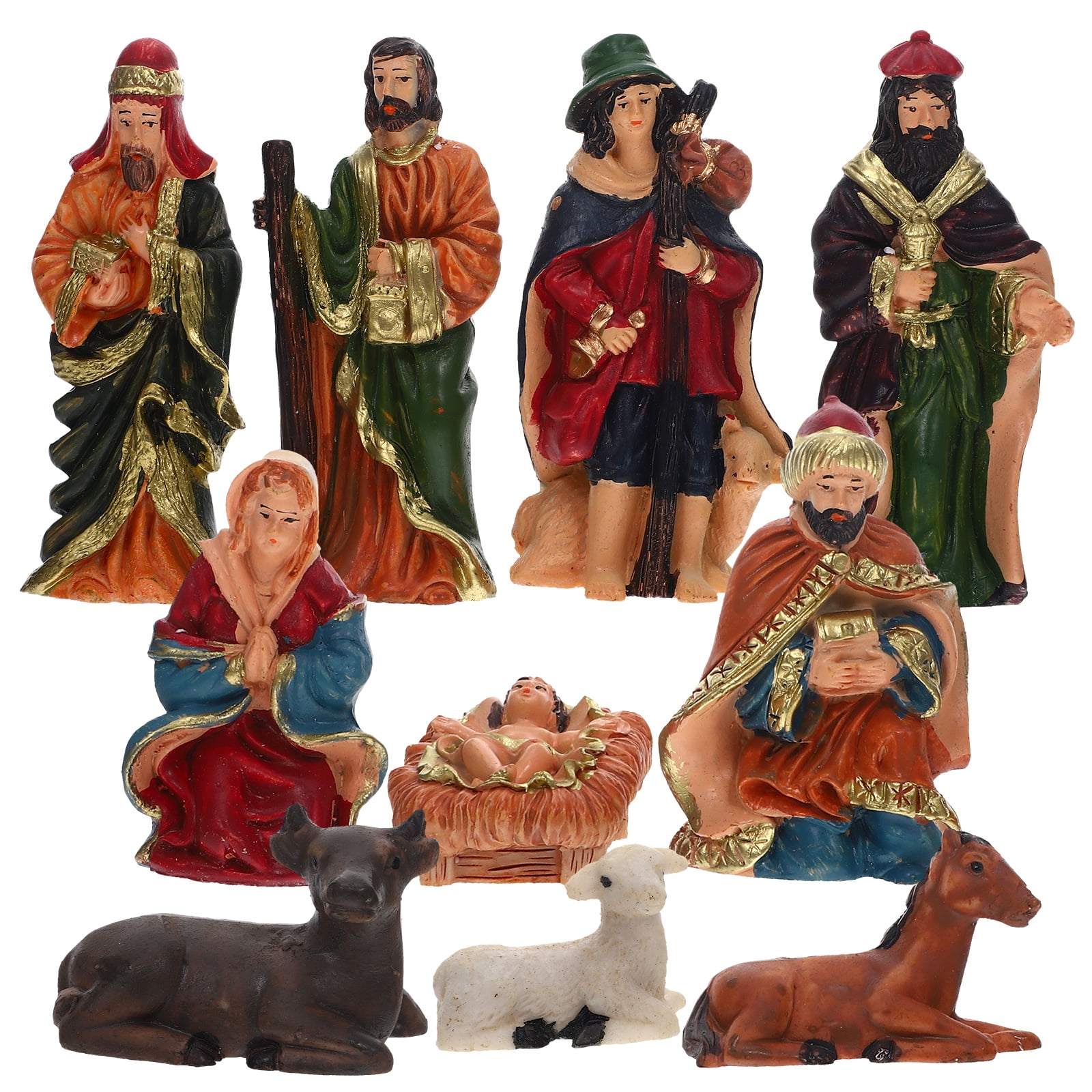 DiMaddie 1 Set Christmas Nativity Story Figurines Crib Figures Jesus ...