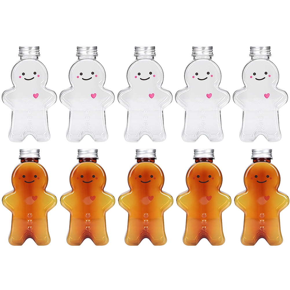 DiMaddie 10Pcs Gingerbread Man Water Bottles Clear Design Beverage ...