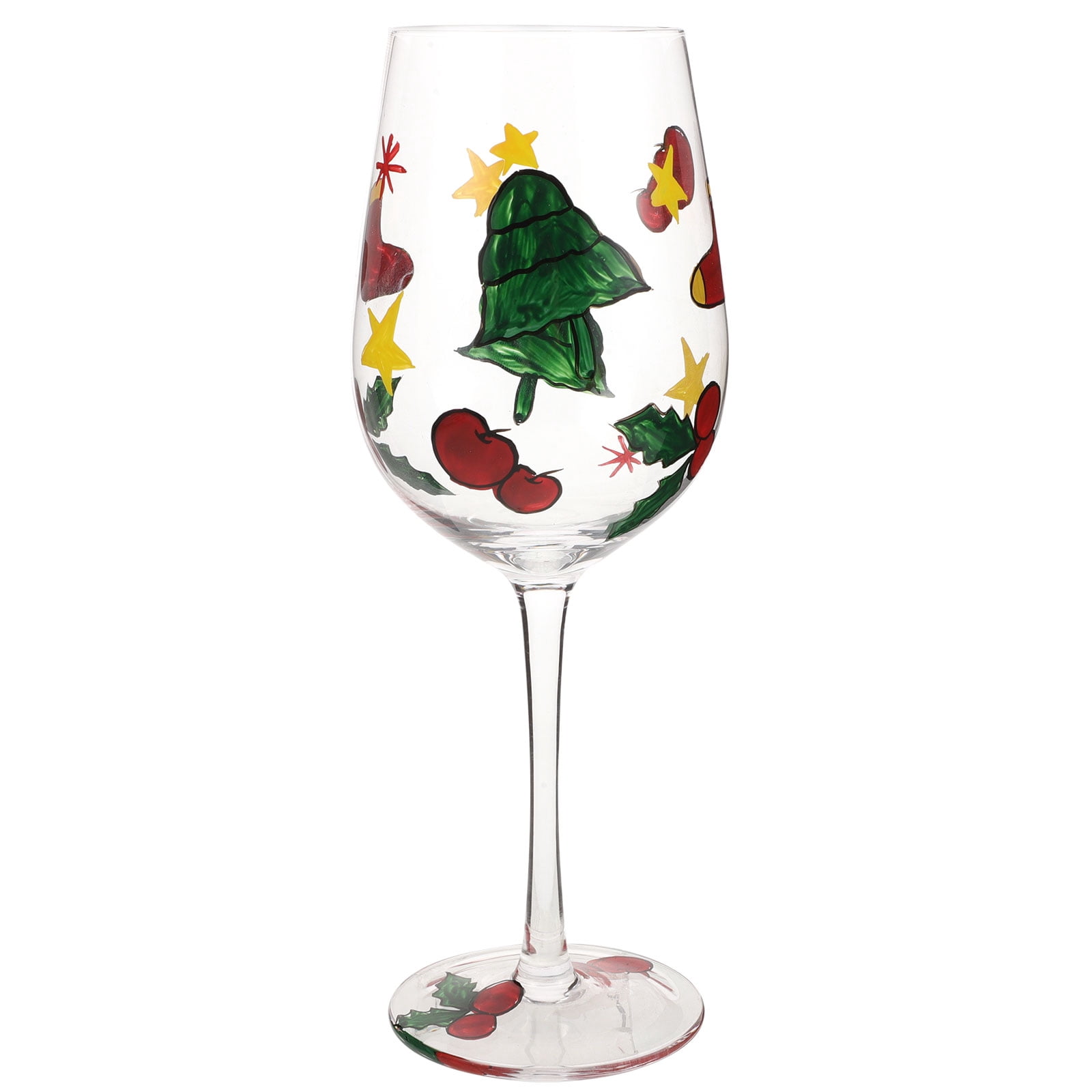 DiMaddie Christmas Glass Goblet Hand-painted Wine Glass Wine Cup Beer ...