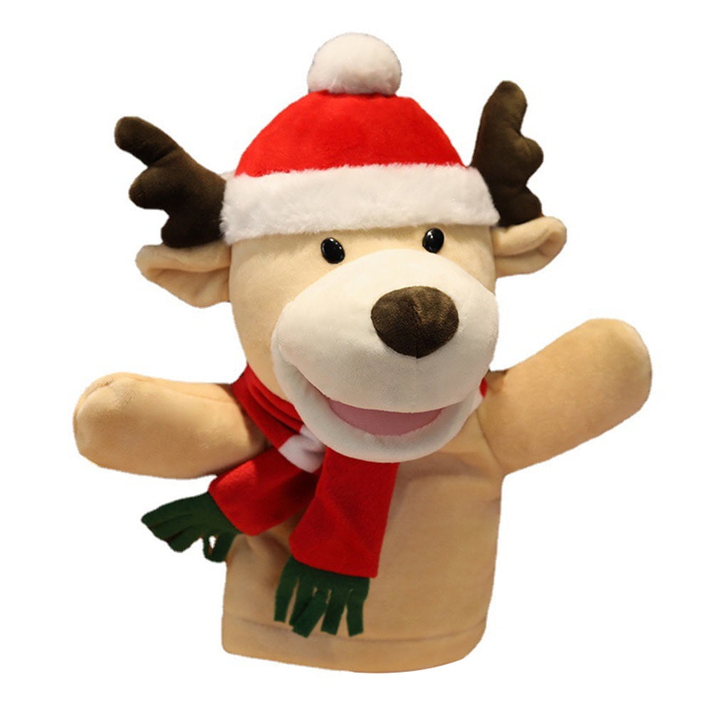 DiMaddie Reindeer Hand Puppet Plush Stuffed Holiday Party Supplies ...