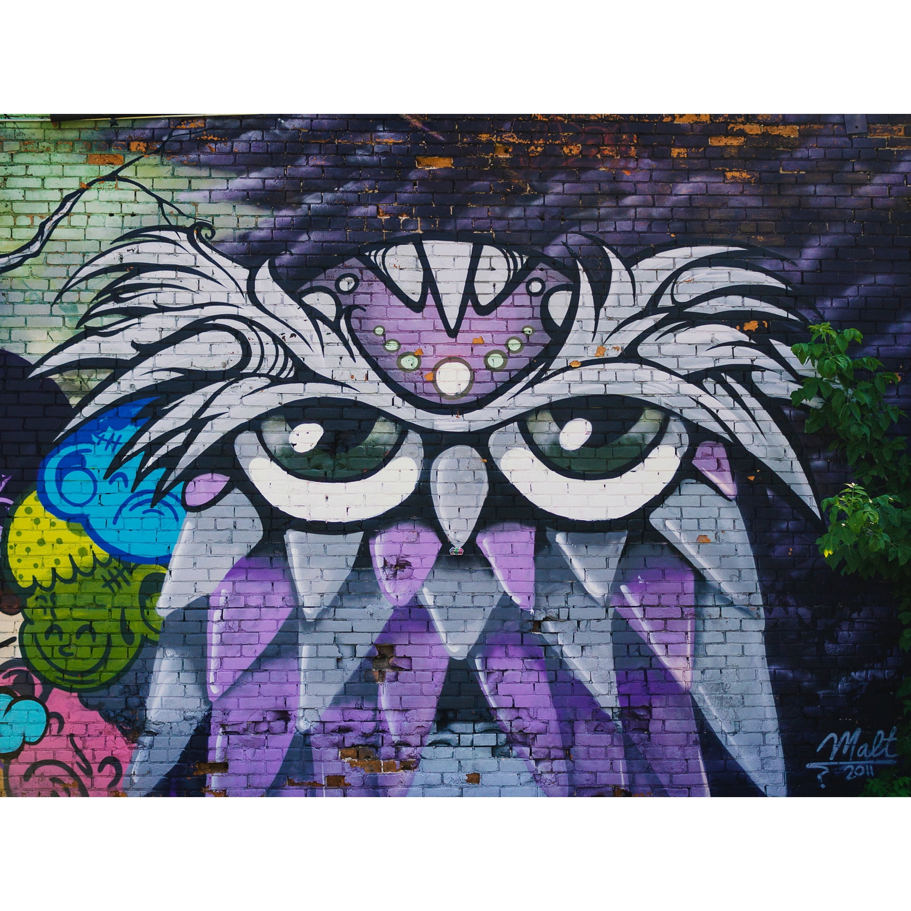 DiNoto Graffiti Purple Owl Detroit Large Wall Art Print - Walmart.com