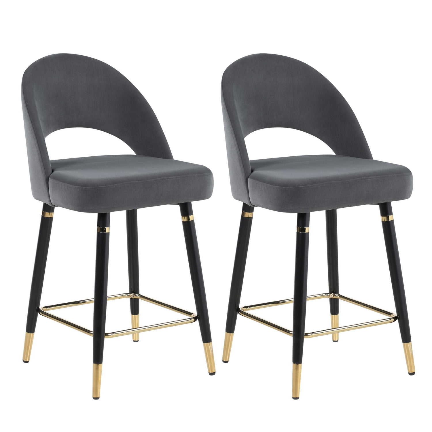 Dia 26 Inch Set of 2 Counter Stools, Arched Back, Retro Style, Gray ...