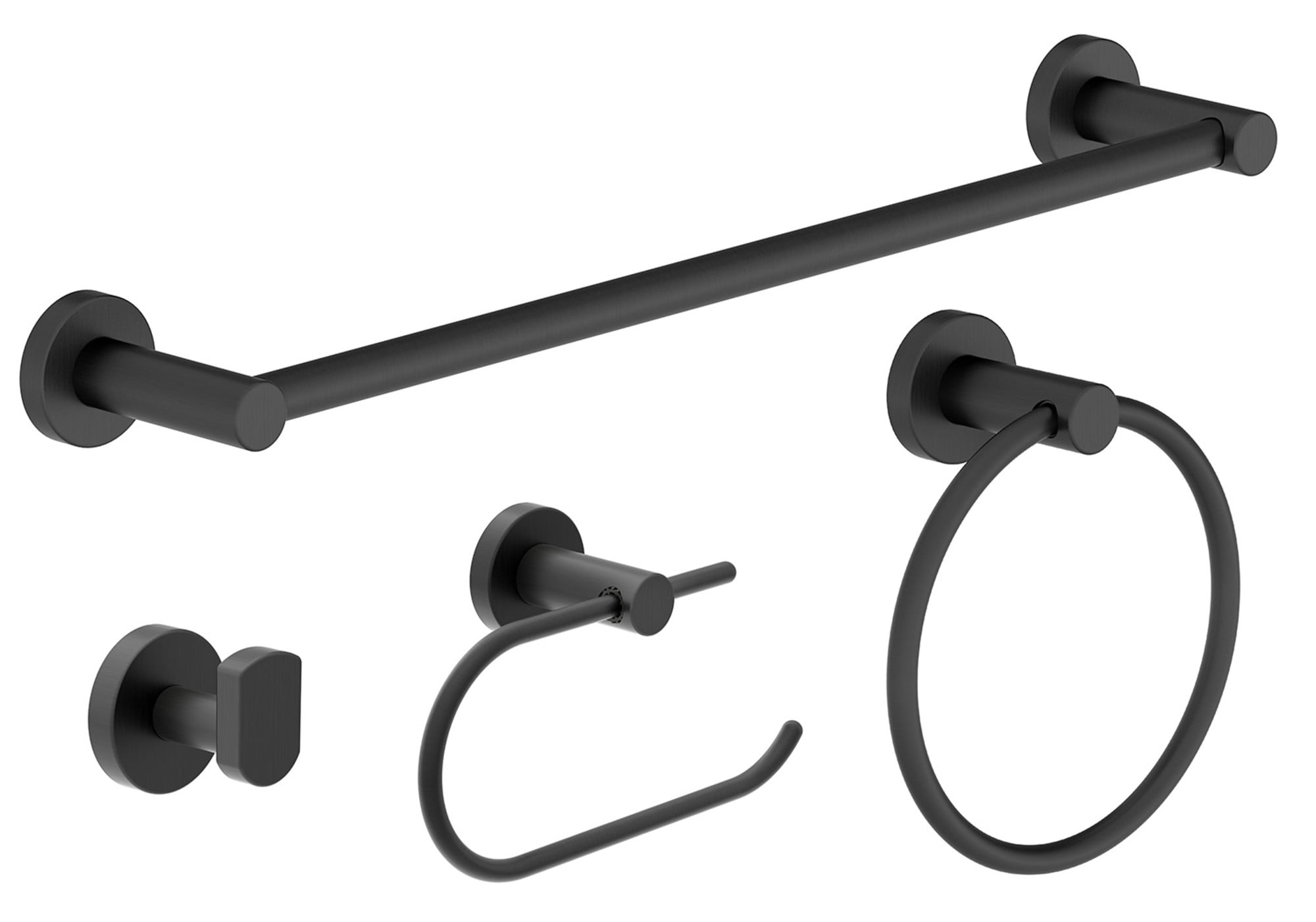 Dia 4-Piece Wall-Mounted Bathroom Hardware Set in Matte Black - Walmart.com
