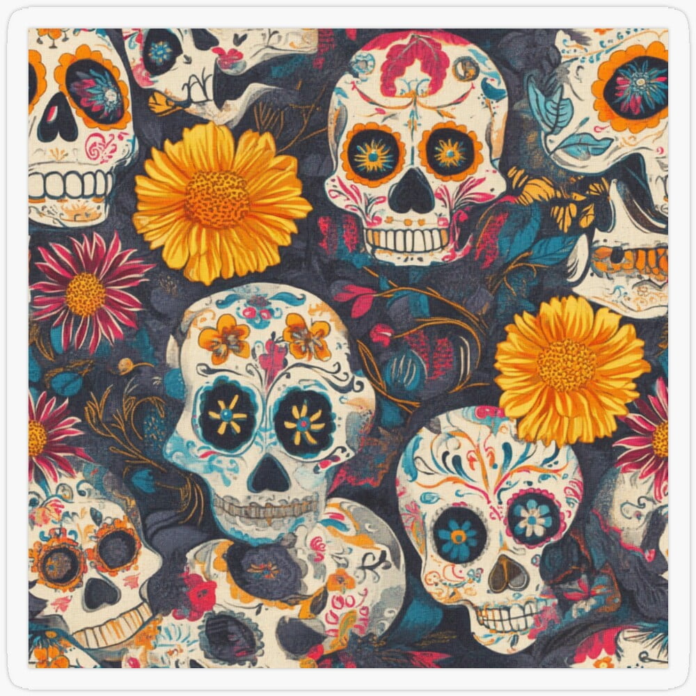 Dia De Los Muertos Colorful Calaveras Sticker Kir-51 - Walmart.com