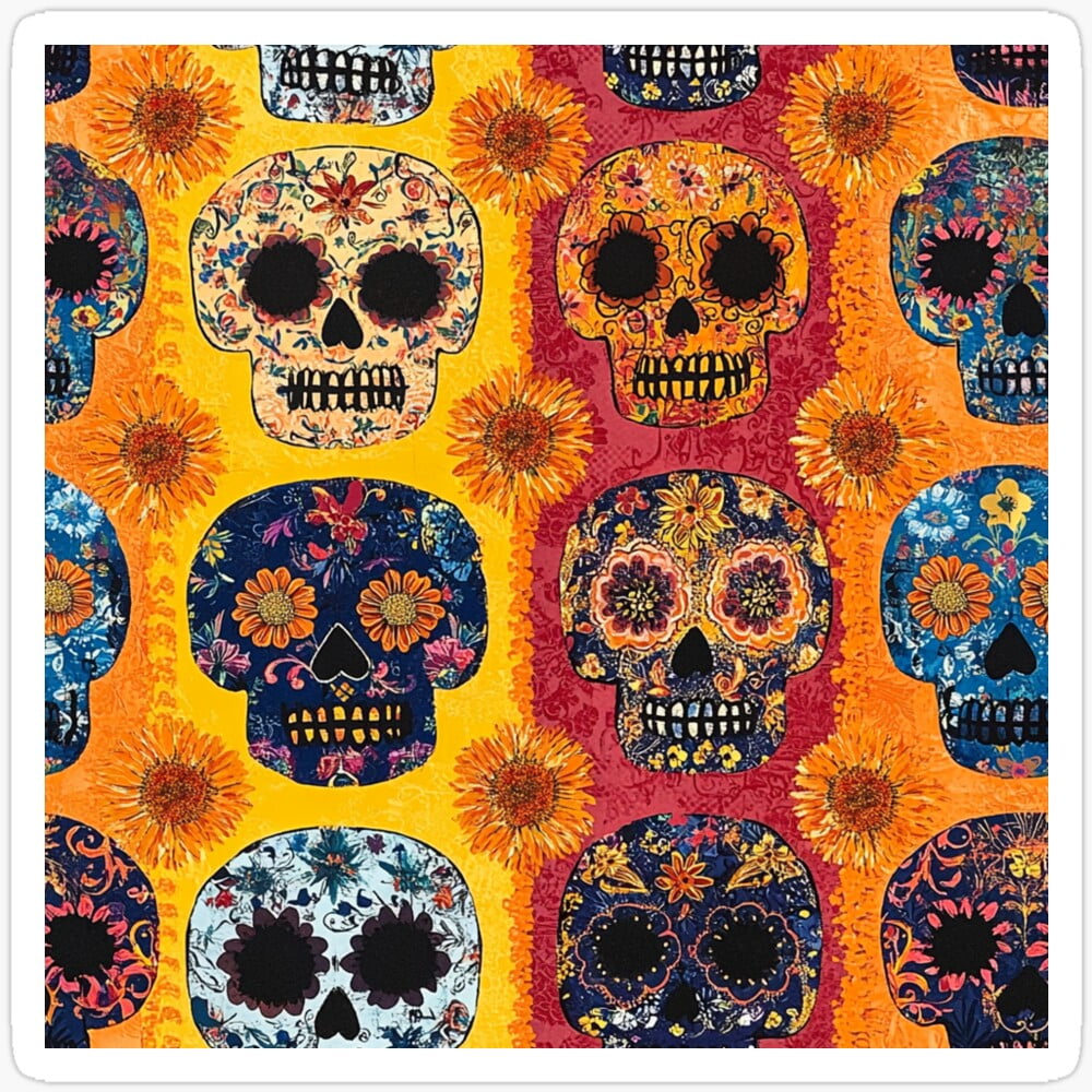 Dia De Los Muertos Colorful Calaveras Sticker Kir-59 - Walmart.com