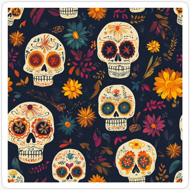 Dia De Los Muertos Colorful Calaveras Sticker Kir-70 - Walmart.com