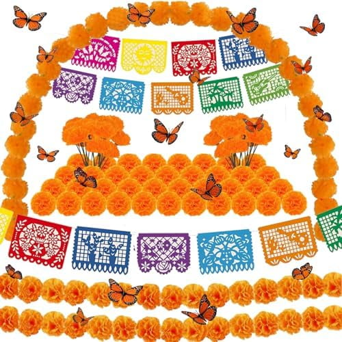 Dia De Los Muertos Day of the Dead decoration include Marigold Flowers ...