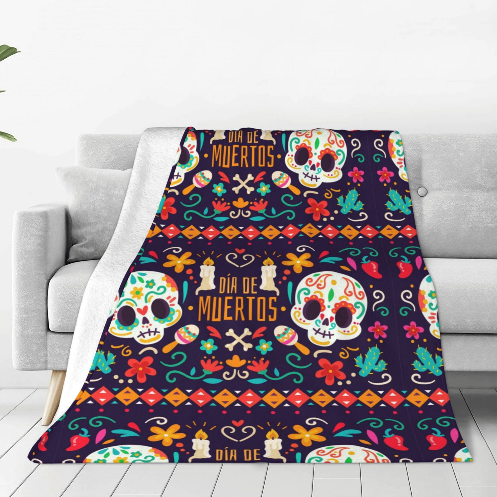 Dia De Los Muertos Day Of The Dead Mexican Flannel Blanket Throw ...